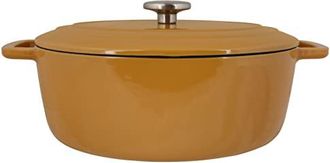 Cosy & Trendy Fontestic Ovaler Kochtopf mit Deckel aus emailliertem Gusseisen, Amber Gold, 6,3L, 31 x 24 x 12 cm hoch