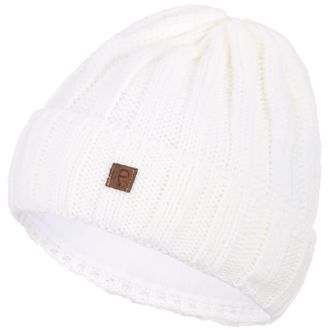 Faera M&uuml;tze Damen Beanie Winterm&uuml;tze gef&uuml;ttert Grobstrick Fleecefutter M&auml;dchen Strickm&uuml;tze 75, Farbe:Wei&szlig;