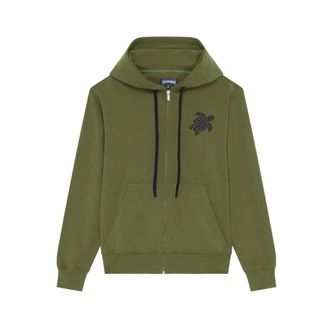 Vilebrequin Cotton Full Zip Hoodie Big Turtle Embroidery - - Sweatshirts & Hoodies - Herren - Gr&uuml;n - XL