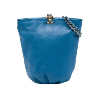 Chanel Sac &agrave; dos matelass&eacute; en cuir doccasion - Femme - Pre-owned - Bleu - Taille: ONE Size