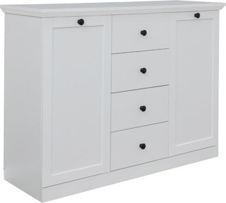 Trendteam Baxter - Sideboard - Weiß - 6 Fächer und 4 Vollauszug-Schubladen - (BxHxT) 119 x 88 x 41 cm - Landhausstil - Kratzfest