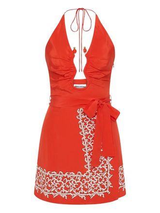 Rebecca Vallance robe brod&eacute;e &agrave; dos nu Sundia - Rouge