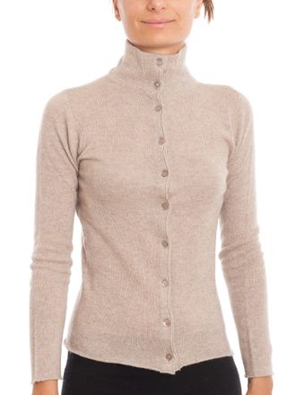 DALLE PIANE CASHMERE Jacke mit Knöpfen 100% Kaschmir, Made in Italy - Damen, Farbe: Beige, Größe: M