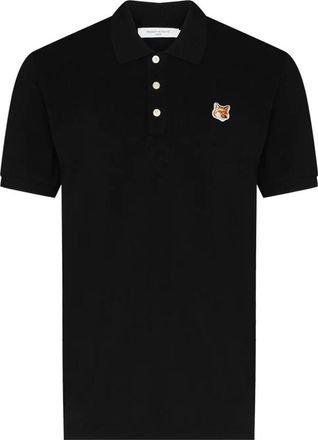 Maison Kitsun&eacute; Homme, Tops, Noir, Taille: S Polo noir avec patch t&ecirc;te de renard