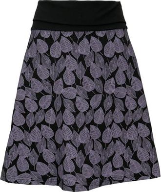 Guru Shop Guru-Boutique, Mini Jupe, Jupe Cercle Boho Imprimé Feuilles Dautomne Bio, Noir, Ducoton, Size:XL (44), Jupes/courts