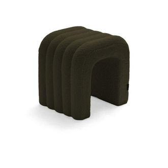 DRAWER Drawer - Tabouret rembourr&eacute; en tissu bouclette - Vert kaki - mui