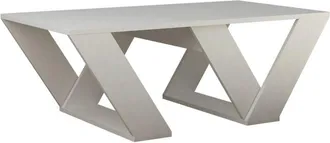 Toilinux Table basse fixe blanche 110x60x40 cm - Panneau de particules m&eacute;lamin&eacute; - Design minimaliste pour salon moderne - Toilinux