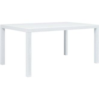 vidaXL Vidaxl - Table de jardin Blanc 150x90x72 cm Plastique Aspect de rotin
