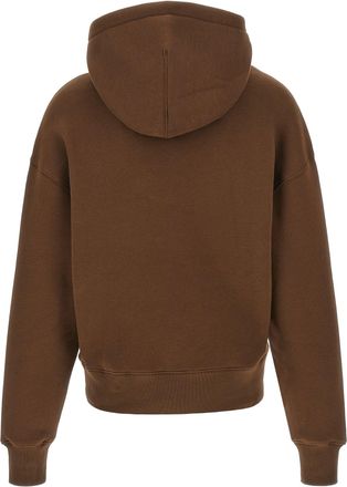 Ami Logo-Embroidered Cotton Hoodie - Brown