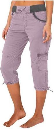 ORANDESIGNE Pantalons Femme Cargo 3/4 Long Sport Capri Pantalon Travail Jogging avec Poches Été Taille Haute Pantalon Sport Décontracté Pantacourt A Lila Clair XX