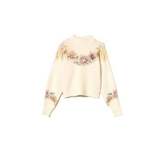 Twinset Pull St.flowers - Femme - Pulls - Beige - Taille: 40 FR