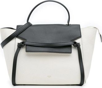 Celine Hobo Bags - Mini Bicolor Leather Belt Satchel - Gr. unisize - in Wei&szlig; - f&uuml;r Damen