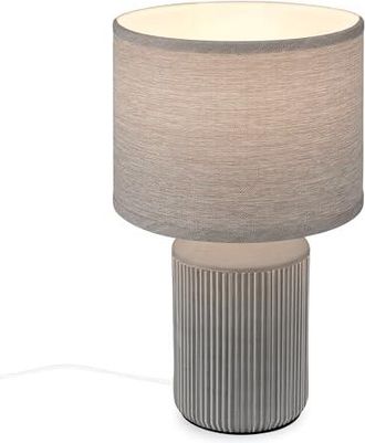 Briloner Lampe de table avec abat-jour en tissu, interrupteur à câble, pied en céramique, lampe de chevet, déco couloir, lampe de bureau et lecture, 22x37,5 cm