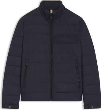 BOSS Herren H-Cenitos Wasserabweisende wattierte Jacke mit tonalem Logo Dunkelblau 52