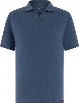 Boggi Milano Homme, Tops, Bleu, Taille: XL Polo en jersey de lin stretch