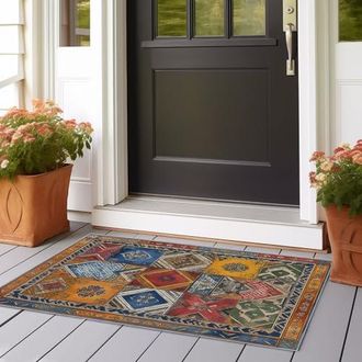 Generic Multicolore Lavable en Machine Tapis Salon Motifs g&eacute;om&eacute;triques mosa&iuml;ques Tapis, 160 x 230 cm Doux Tapis de Sol Pelucheux Dessous Antid&eacute;rapant, Entree 