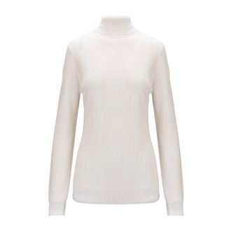 Elisabetta Franchi Femme, Pulls, Beige, Taille: 44 FR Pull &agrave; col roul&eacute; c&ocirc;tel&eacute; &agrave; manches longues