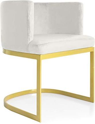 Menzzo Noellie Stuhl/Sessel mit goldenen Stuhlbeinen und Samtbezug, Wei&szlig;