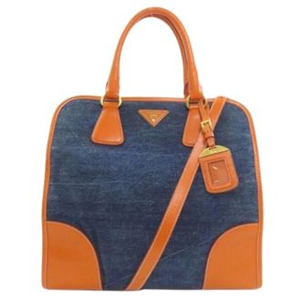 Prada Sac &agrave; main Pre-owned Vintage en toile - Femme - Pre-owned - Bleu - Taille: ONE Size