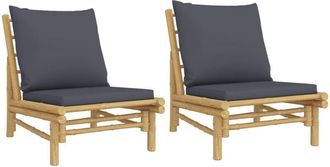 vidaXL Vidaxl - Chaises de jardin lot de 2 avec coussins gris fonc&eacute; bambou