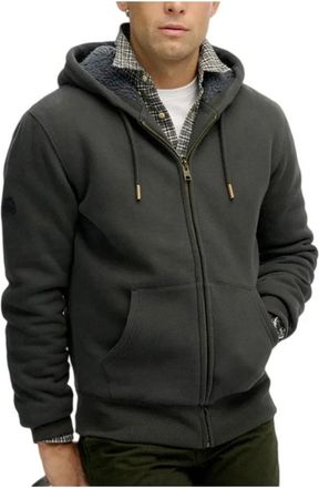 Superdry Homme, Sweatshirts et sweats &agrave; capuche, Gris, Taille: L Borg Zip-through Sweat &agrave; capuche