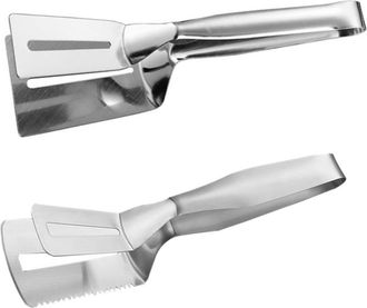 Cabilock 2stücke Multifunktionale Edelstahl Steakzange Ergonomisch Hitzeisoliert Rutschfest Für Grillen Braten Bbq Küche Zuhause