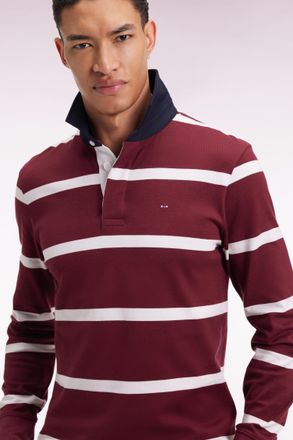 Eden Park Maillot Manches Longues En Jersey De Coton Bordeaux &Agrave; Rayures Blanches