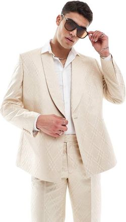 Asos Veste de costume de soirée coupe classique en jacquard - Taupe-Neutre