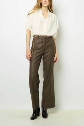 Gerard Darel Pantalon droit &agrave; chevrons - DALI - Marron