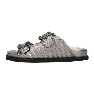 Inuovo Silberne Sandalen mit Goldenen Schnallen - - Shoes - Damen - Grau - 40 EU