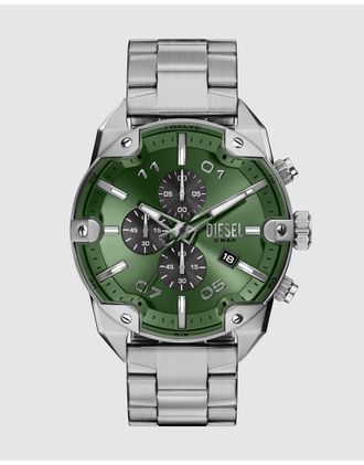 Diesel Spiked Chronograph - Herrenuhr aus silberfarbenem Edelstahl, DZ4712