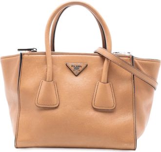 Prada Hobo Bags - Glace Calf Twin Pocket Satchel - Gr. unisize - in Braun - f&uuml;r Damen