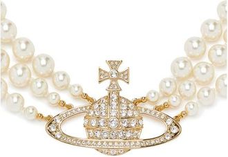 Vivienne Westwood Collier Three Row Pearl Bas Relief