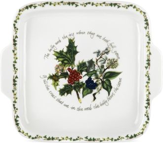Portmeirion The Holly & Ivy quadratisch behandelt Tortenplatte, Keramik, Mehrfarbig