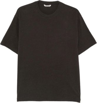 Auralee Homme, Tops, Noir, Taille: 2XL T-shirt en jersey de coton bross&eacute;