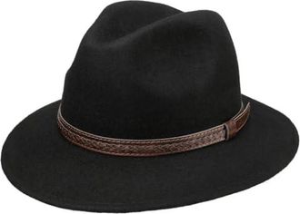 LIPODO Chapeau Kentucky en Laine Femme/Homme - Made in Italy Chapeaux pour Homme de Feutre avec Bandeau Cuir Hiver Automne Ete Printemps Printemps-ete - M (5