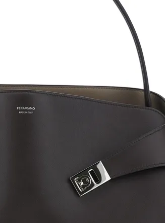 Ferragamo Womens Shoulder Bag Hug Media Brown Leather Calf