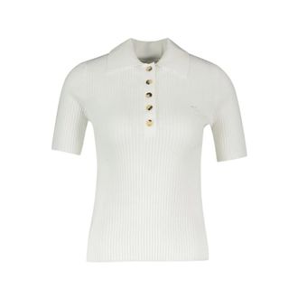 Courr&egrave;ges Femme, Tops, Blanc, Taille: 36 FR Polo Signature en Coton