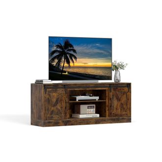 Giantex TV Schrank, Lowboard f&uuml;r Fernseher bis 70 Zoll, Fernsehschrank mit verstellbaren Regalb&ouml;den, Schiebet&uuml;r, Fernsehtisch mit Kippschutz-Kits, f&uuml;r Schlaf-