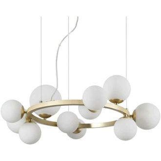 Ideal Lux Perlage 11-flammige runde Pendel-Deckenleuchte aus Messing - Ideal Lux