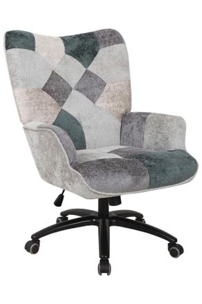 home24 Drehstuhl, Braun, Grau, Schwarz, Beige, Metall, Kunststoff, Textil, Patchwork, Drehkreuz, 69x99-106x79 cm, Sitzfläche 360° drehbar, Stühle