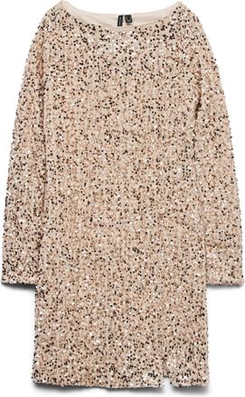 Vero Moda Damen Vmbella Ls Short Sq Dress JRS Ga, Pumice Stone, XS