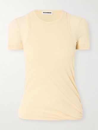 Jil Sander T-shirt En Crêpe De Coton À Superposition - Neutres