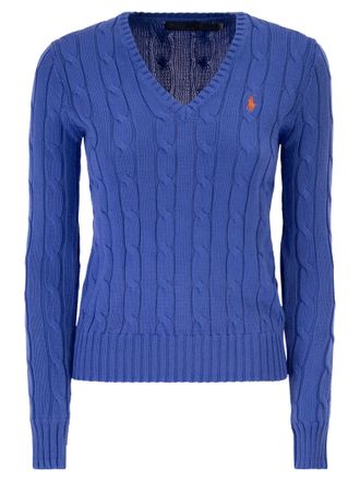 Polo Ralph Lauren Pull en maille torsad&eacute;e de coton avec col en V