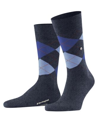 Burlington Herren Socken Edinburgh M SO Wolle gemustert 1 Paar, Blau (Dark Blue Melange 6688) neu - umweltfreundlich, 40-46