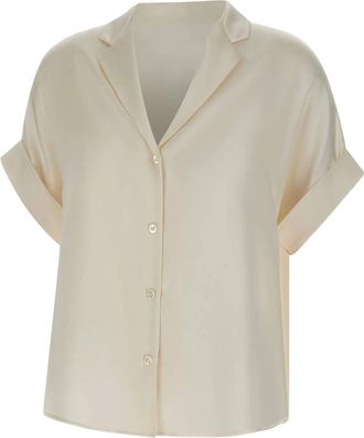 Eleventy Femme, Blouses et Chemises, Blanc, Taille: 36 FR Chemise &agrave; Manches Courtes Boutonn&eacute;e