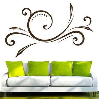 Indigos UG Wandtattoo Wohnzimmer - Wandaufkleber Pflanze Tribal 80x50 cm - braun d50 - Aufkleber Kinderzimmer Schlafzimmer Küche Badezimmer Büro Dekoration