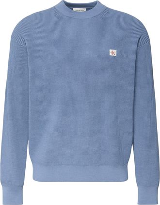Calvin Klein Herren LS EZ Cotton Waffle CRWNK SWTR 9 LV04RD313G Sweaters, Blau (Dusty Sailor Blue), L, Blau (Dusty Sailor Blue), L