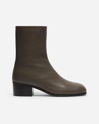 Arket Square-Toe Leather Ankle Boots -Grau