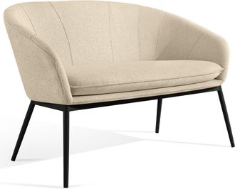 Konsimo Solis Gartensofa 2-Sitzer - wetterbest&auml;ndige Loungesofa, wasserabweisender Stoff, modernes Garten Sofa aus EU. (gewebter Stoff, cremefarben/schwarz | 